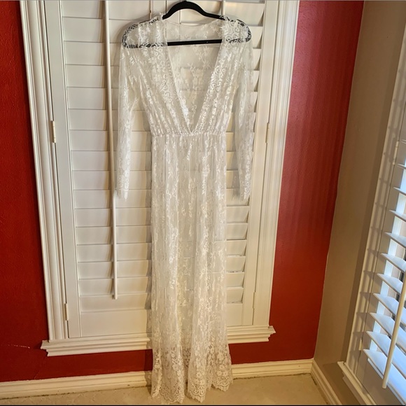 Dresses | Pretty Sheer Lace Maxi Dress | Poshmark